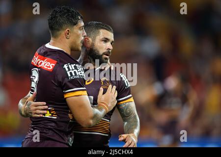 Kotoni Staggs of the Brisbane Broncos is seen posing for a photograph ...