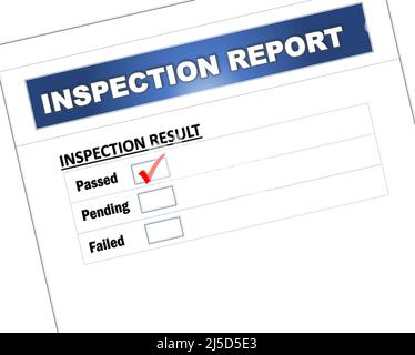 Inspection Report form containing Passed, Pending and Failed checkbox ...