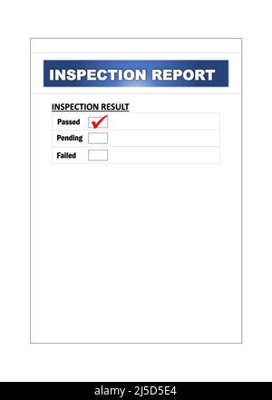 Inspection Report form containing Passed, Pending and Failed checkbox ...