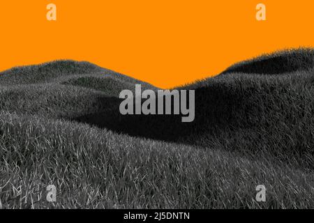 horror grey high detail hills isolated on orange background for ...