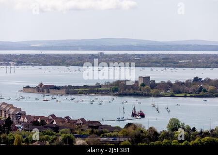 Port Solent, Portchester castle, The Solent and Isle of Wight from ...