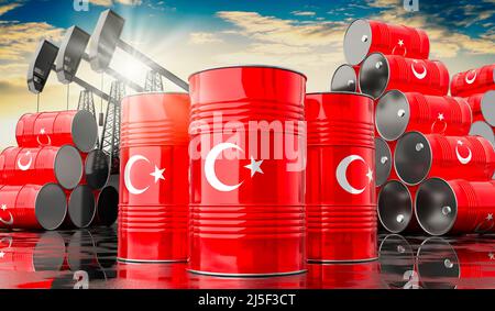 Oil barrels with flag of Turkey - 3D illustration Stock Photo - Alamy