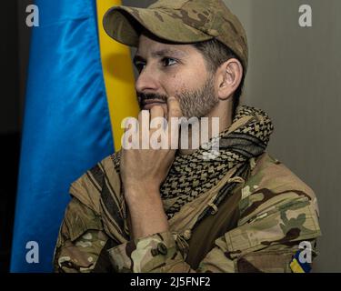 Ukraine. 23rd Apr, 2022. Famous Canadian Sniper "Wali," whose real name ...