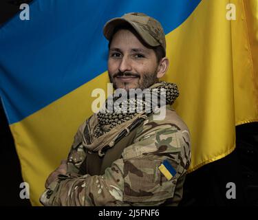Ukraine. 23rd Apr, 2022. Famous Canadian Sniper "Wali," whose real name ...