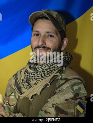 Ukraine. 23rd Apr, 2022. Famous Canadian Sniper "Wali," whose real name ...
