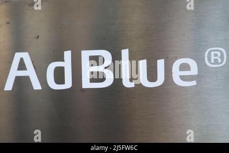 AdBlue signs at a fuel station Stock Photo - Alamy