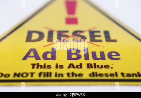 AdBlue signs at a fuel station Stock Photo - Alamy