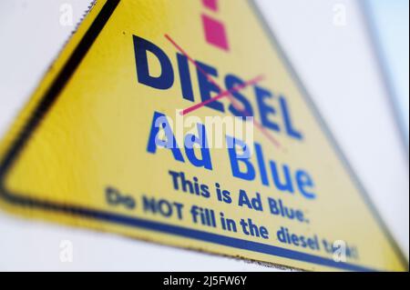 AdBlue signs at a fuel station Stock Photo - Alamy
