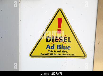 AdBlue signs at a fuel station Stock Photo - Alamy