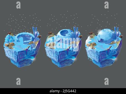 Set of snow igloo house. Dwelling of northern nomadic peoples in Arctic ...