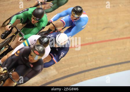 Conor Rowley (left) in the Men’s Keirin First round during day three of ...