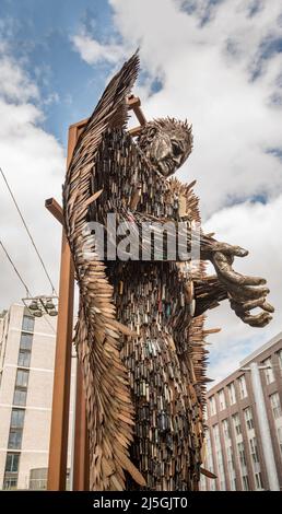 The 'Knife Angel' visiting Stoke -on-Trent in April 2022 as part of its ...