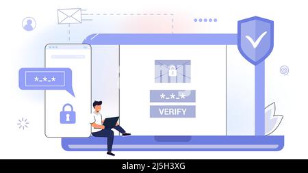 Two steps authentication. Verification push code message on smartphone ...