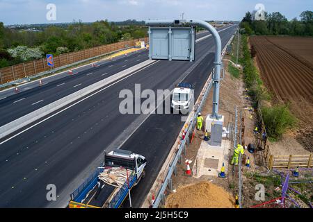 Dorney Reach, Buckinghamshire, UK. 23rd April, 2022. Heras acoustic ...