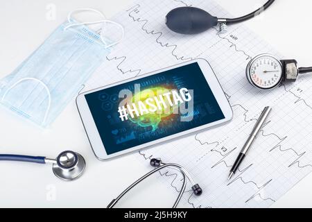 Tablet pc and medical tools concept Stock Photo - Alamy