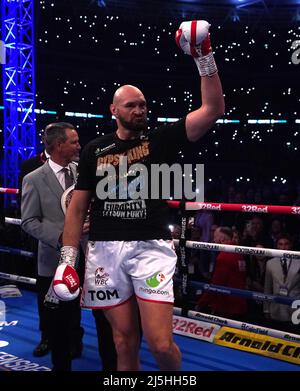 Tyson Fury during the ring walk ahead of his contest against Oleksandr ...