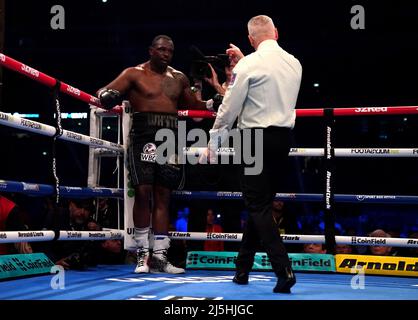 Referee Mark Lyson at Wembley Stadium, London. Picture date: Saturday April 23, 2022 Stock Photo ...