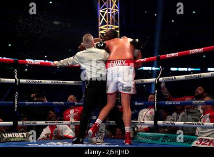 Referee Mark Lyson at Wembley Stadium, London. Picture date: Saturday April 23, 2022 Stock Photo ...