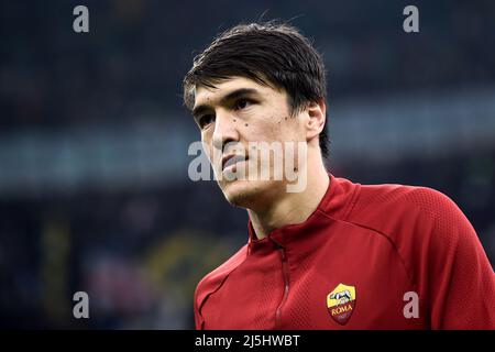 Eldor Shomurodov of AS Roma looks on during the UEFA Conference League ...
