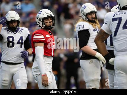 TCU quarterback Josh Hoover (10) throws a pass during an NCAA college ...