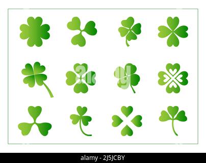 Clover border set. Shamrock four leaf frame set. Vector empty background collection Stock Vector ...