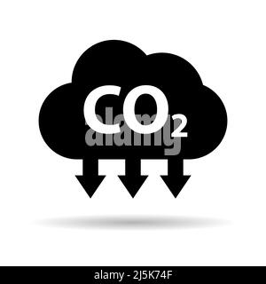 CO2 reduce cloud icon shadow, clean global emission, environment eco ...