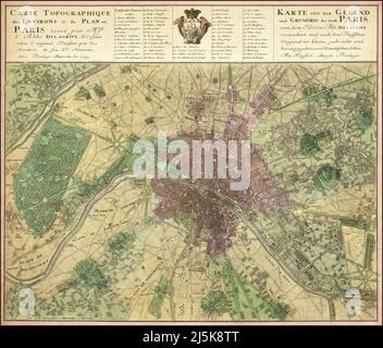 Historical city map of Paris around 1850, France Stock Photo - Alamy