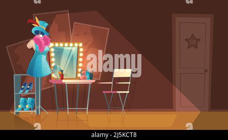 Theater dressing room interior. Vector cartoon illustration of show ...