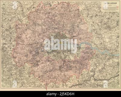 Vintage map of London and area from 17th/18th century. Map is ...