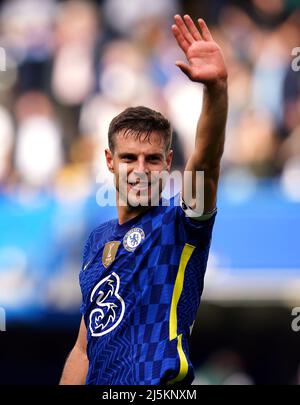 Chelsea's Cesar Azpilicueta waves fans after showing the Champions ...