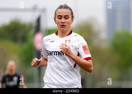 Frankfurt, Germany. 24th Apr, 2022. Lisanne Graewe (5 Leverkusen) during the Flyeralarm Frauen ...