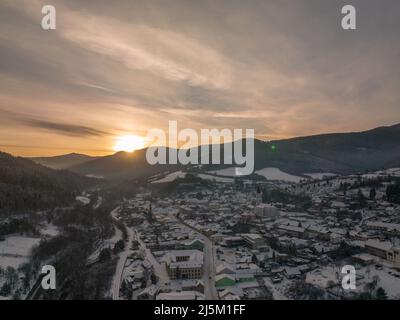 Aerial View of the sunset in Gelnica city in Slovakia Stock Photo - Alamy