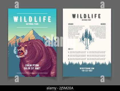 National park brochure template layout. Forest reserve. Flyer, booklet ...