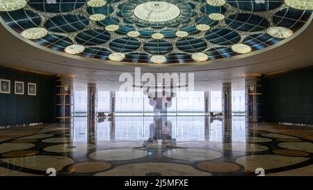 Abu Dhabi, UAE - February 2022: Interior scene from hotel lobby in ...