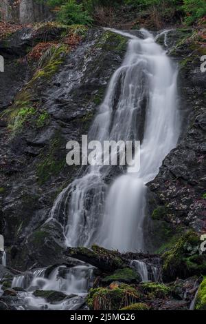 Prudky rucej creek with waterfall near confluence with Jizera river in ...