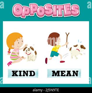 Opposite words for kind and mean illustration Stock Vector Image & Art ...