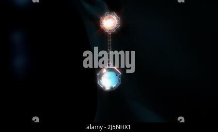 Glowing beautiful shackle with gem stone on female head mannequin ...