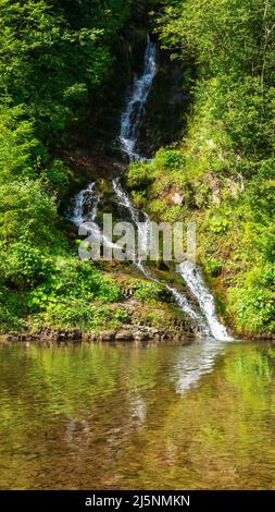 Beautiful cool and refreshing running stream along the stones and rocks ...