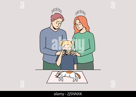 Family grief and loss concept. Sad crying mother and daughter standing ...