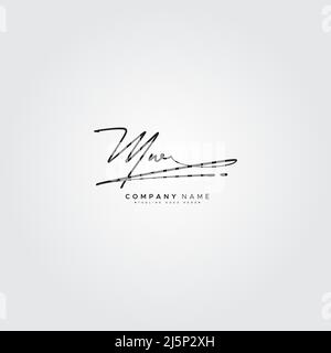 Initial Letter MW Logo - Hand Drawn Signature Style Logo - Simple ...