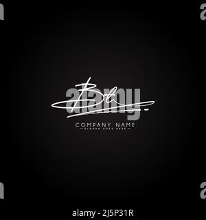 BT Letter Signature Logo Template elegant design logo. Hand drawn ...