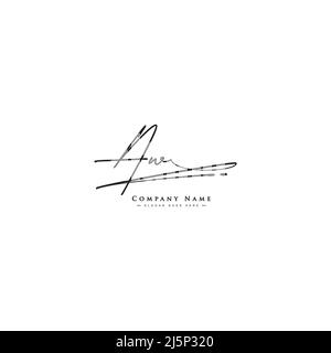 Initial Letter AW Logo - Hand Drawn Signature Style Logo - Minimal ...