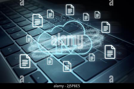 Cloud networking concept on dark background Stock Photo - Alamy