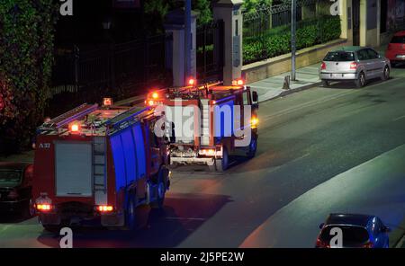 Greek Fire Service trucks during Oxi Day parade in Thessaloniki, Greece ...