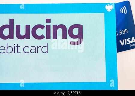 Barclays Bank chip and pin, contactless debit card in blue Stock Photo ...