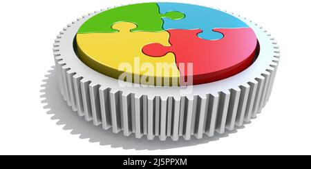 Multi color wheel puzzle isolated on white background Stock Photo - Alamy