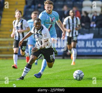 Aaron Nemane of Notts County in action . Notts County play Weymouth at ...