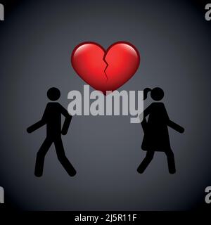 separation divorce pictogram info graphic with broken heart icon Stock ...