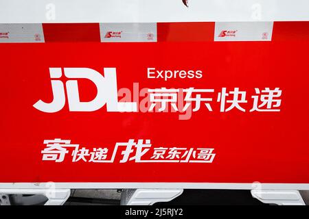 The jingdong Express logo is seen in Changzhou. (Photo by Sheldon ...