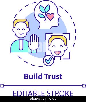 Build trust concept icon. Relationship development, reliable partnership idea thin line ...